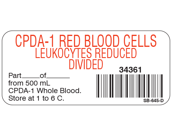 SB-645D Blood Product Labels w/ Codabar Symbology