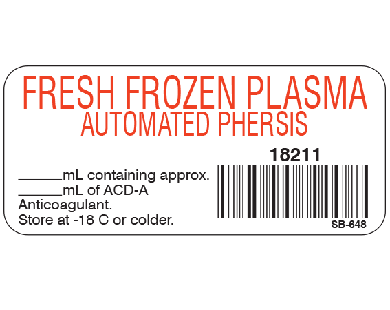 SB-648 Blood Product Labels w/ Codabar Symbology