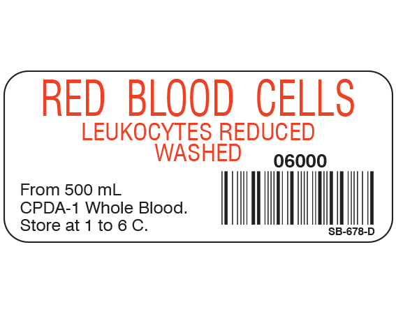 SB-678D Blood Product Labels w/ Codabar Symbology