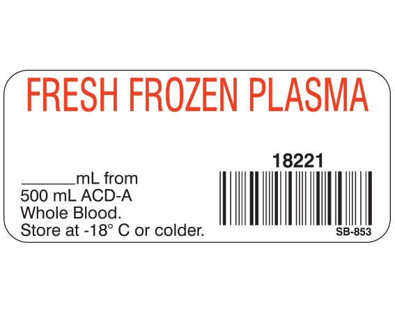 SB-853 Blood Product Labels w/ Codabar Symbology