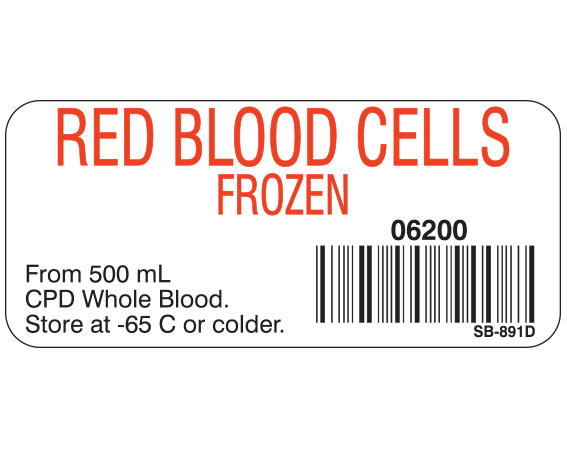 SB-891D Blood Product Labels w/ Codabar Symbology