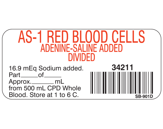 SB-901D Blood Product Labels w/ Codabar Symbology