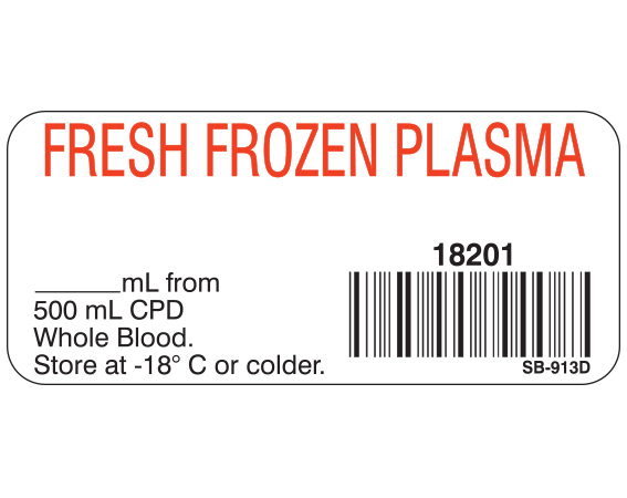 SB-913D Blood Product Labels w/ Codabar Symbology
