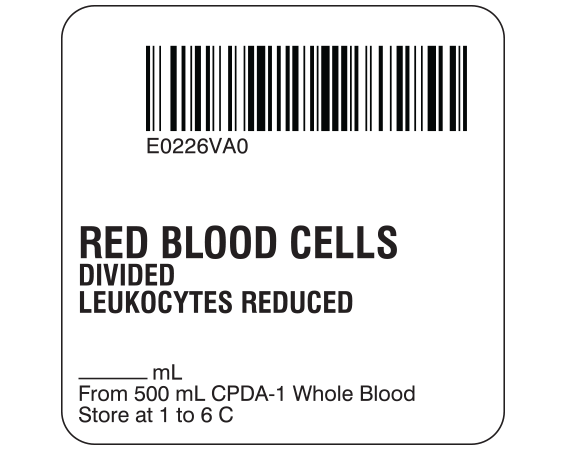 SB128-20D-56A ISBT 128 Red Blood Cell Product Labels