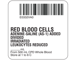 SB128-20D-60A ISBT 128 Red Blood Cell Product Labels