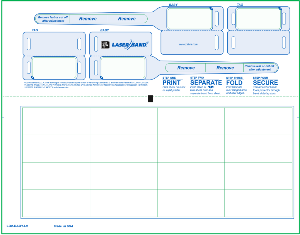 LB2-BABY-L2 Baby Simple Closure Laserband2 ID Tags w/16 Labels