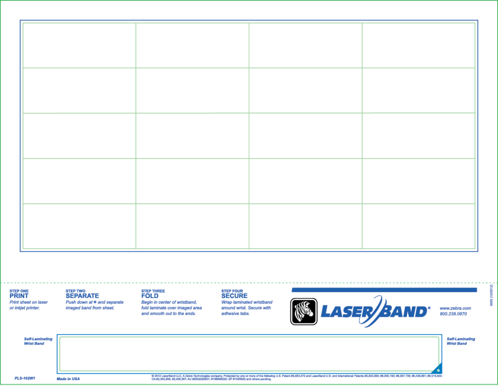 PLS-102W1 Adult Wristband + 20 Labels - 8.5x11- Clear