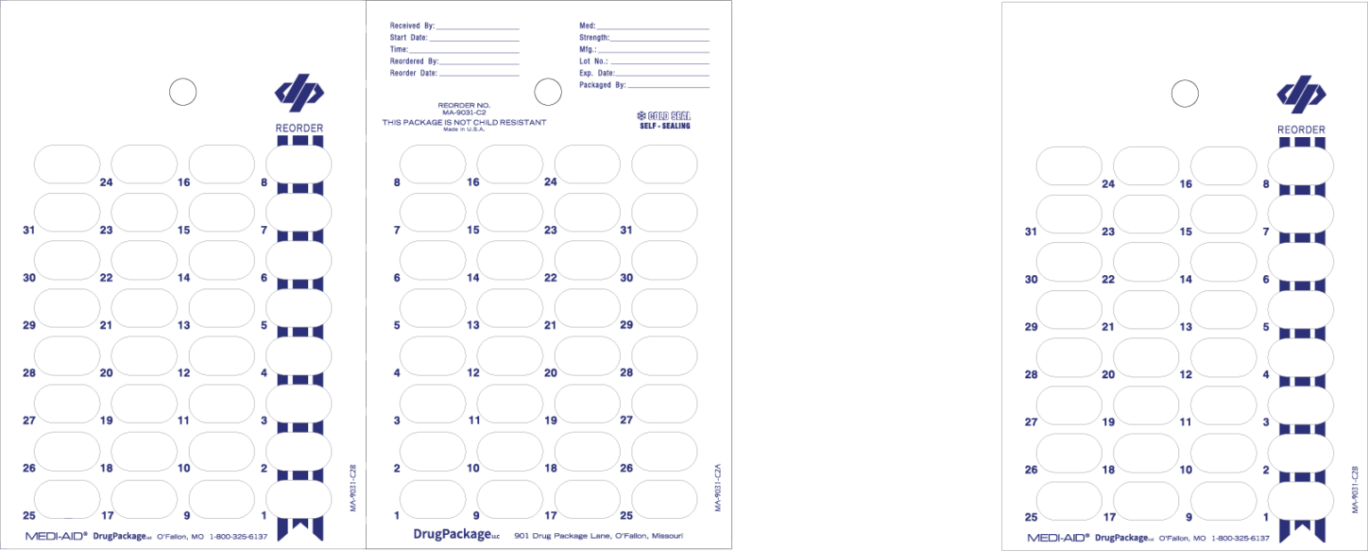 MA-9031M-C2B Synmed 31-Day Medication Blister Card
